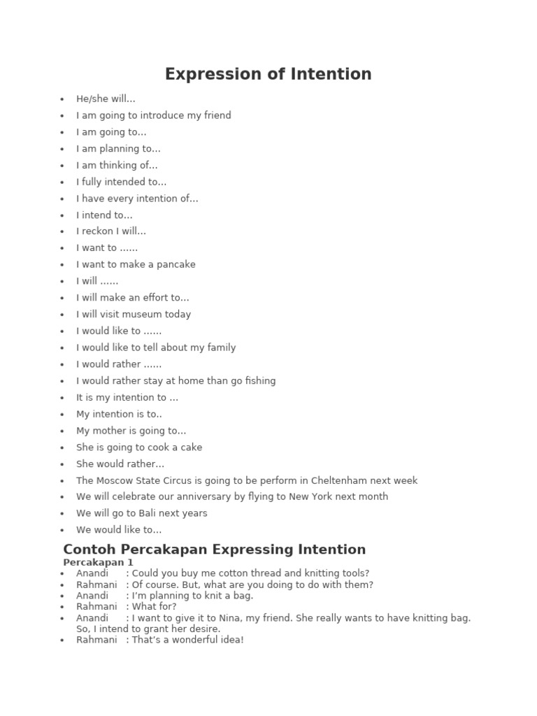 Expression of Intention | PDF