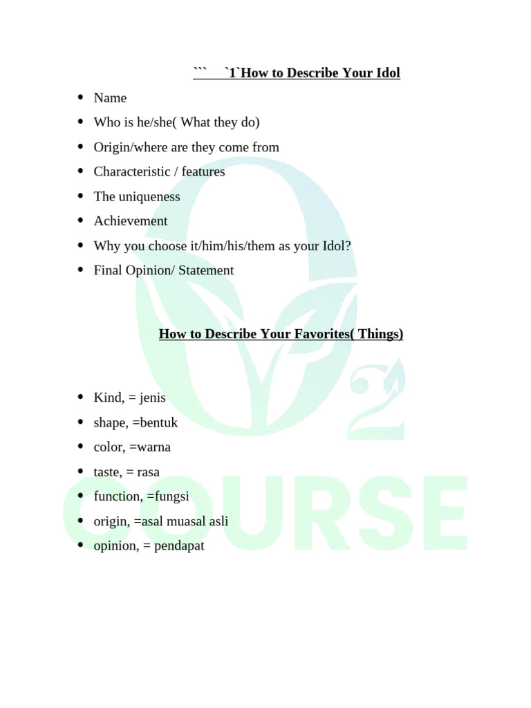 How to Describe Your Idol | PDF