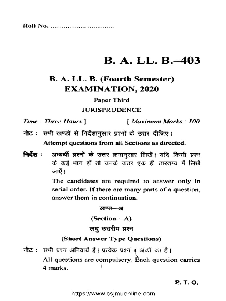 Ballb 4 Sem Jurisprudence Ballb 403 2020 | PDF