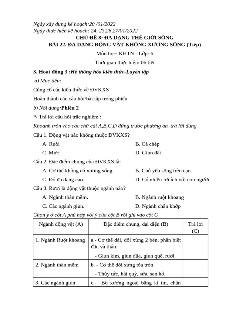 Tuan 21 - KHBD KHTN 6 | PDF