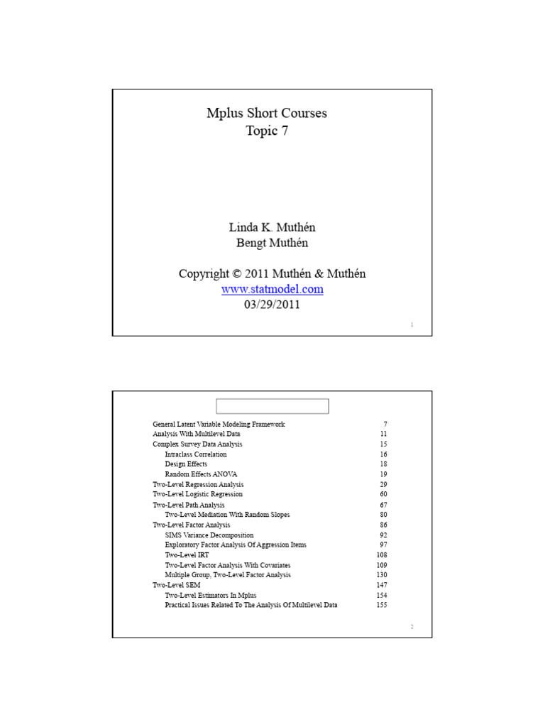 Mplus Workshop | PDF