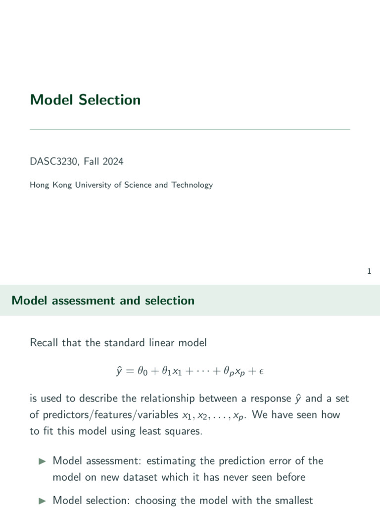 DASC 3230 - Model Selection | PDF