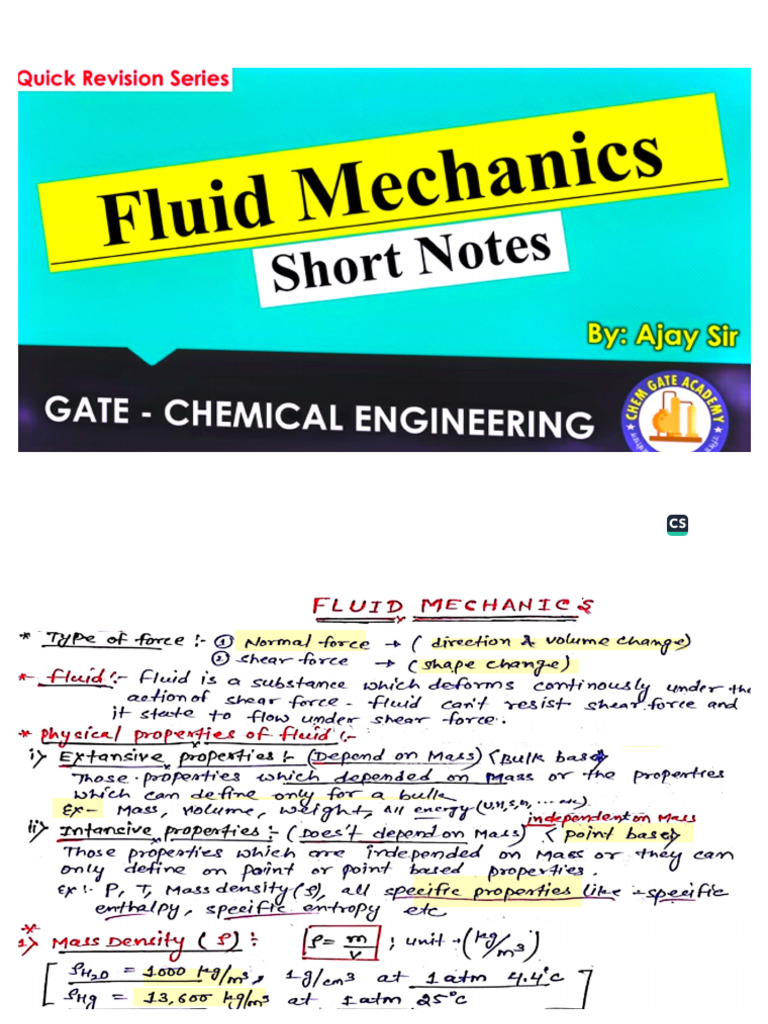 Fluid Mechanics Notes 05-26-2024 19.05 | PDF
