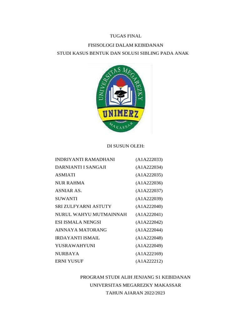 Sibling Rivalry Pada Anak KLP 3 Fisiologi Dalam Kebidanan | PDF | Wellness