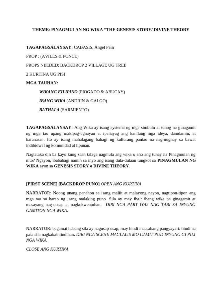 Gec120 Role Play Script | PDF | Creator Deity