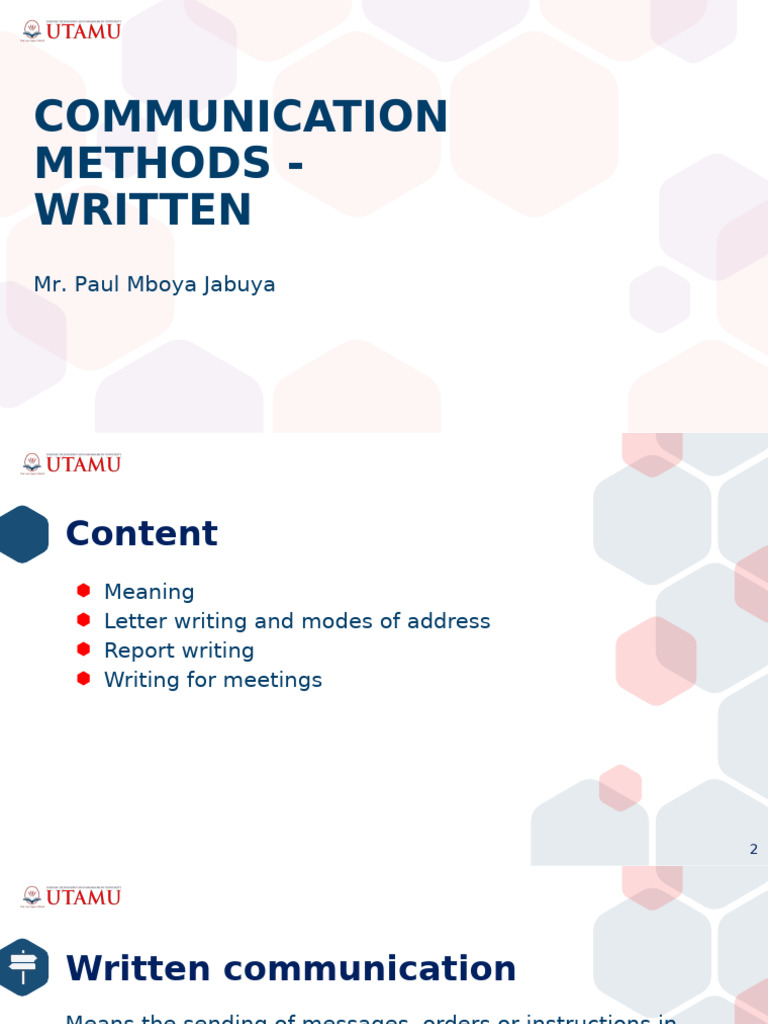 Unit 2 - Communication Methods - Written | PDF