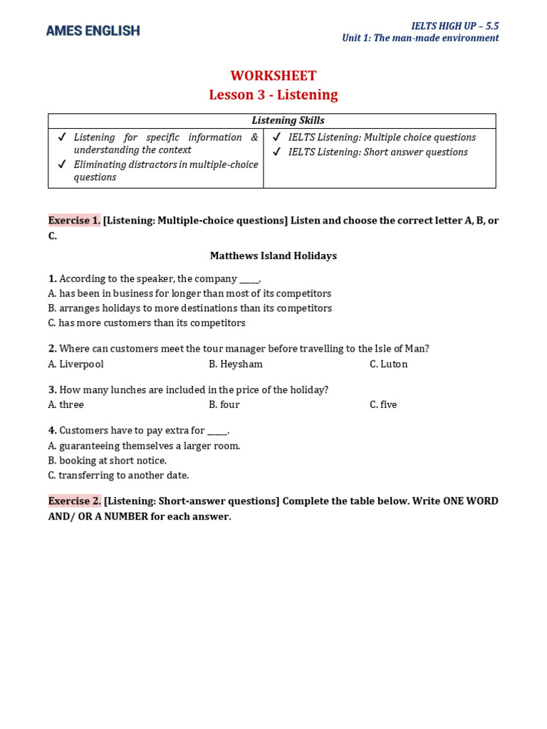 WS - L3U1 - The Man-Made Environment - IELTS HU - 5.5 | PDF