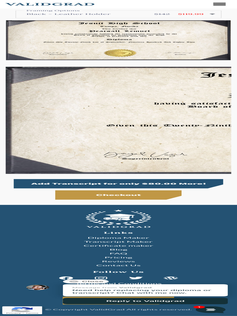 ValidGrad's Diploma Preview Diploma Replacement Services | PDF