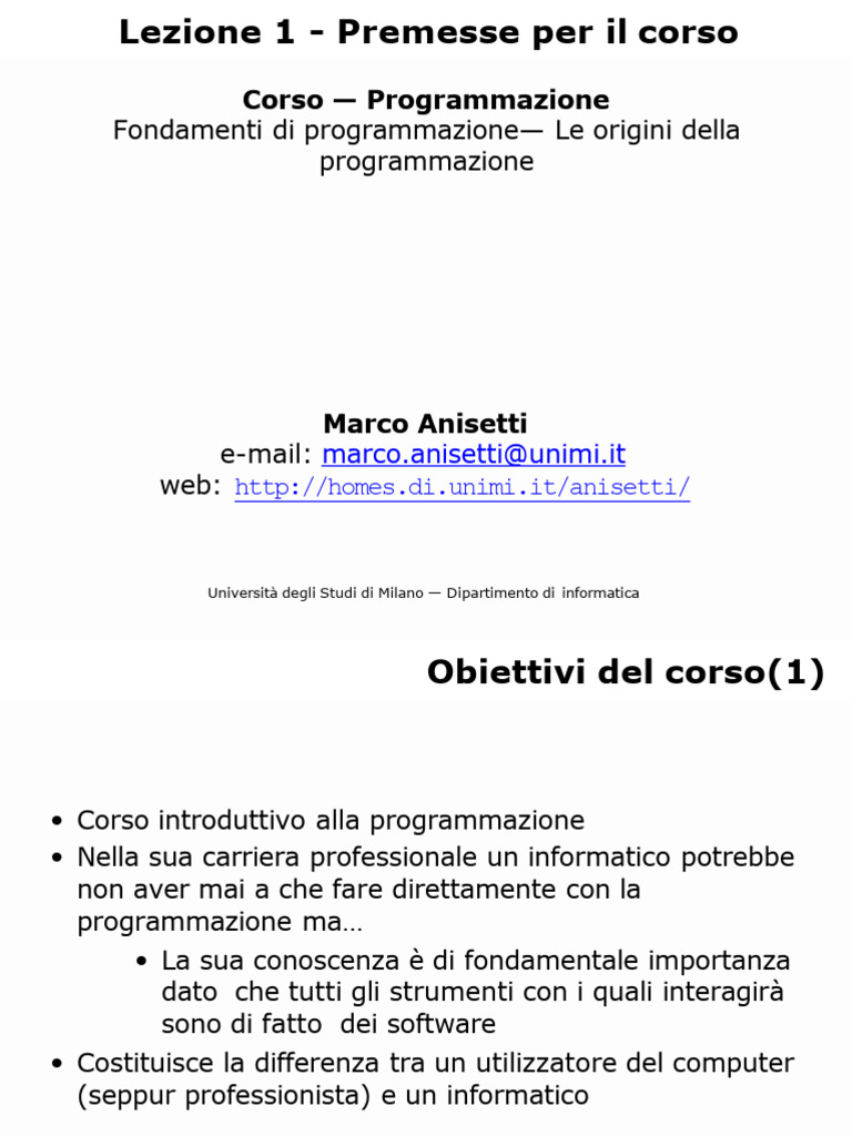 Lezione 1 | PDF