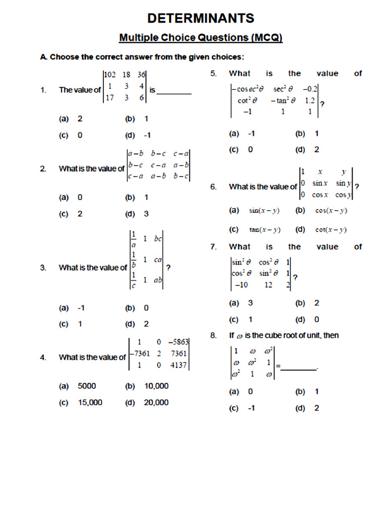 MCQ Math Xii | PDF