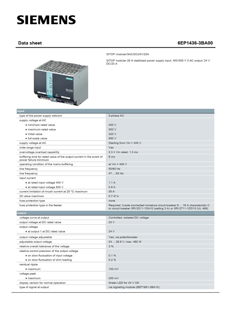 Psu Siemens Datasheet | PDF