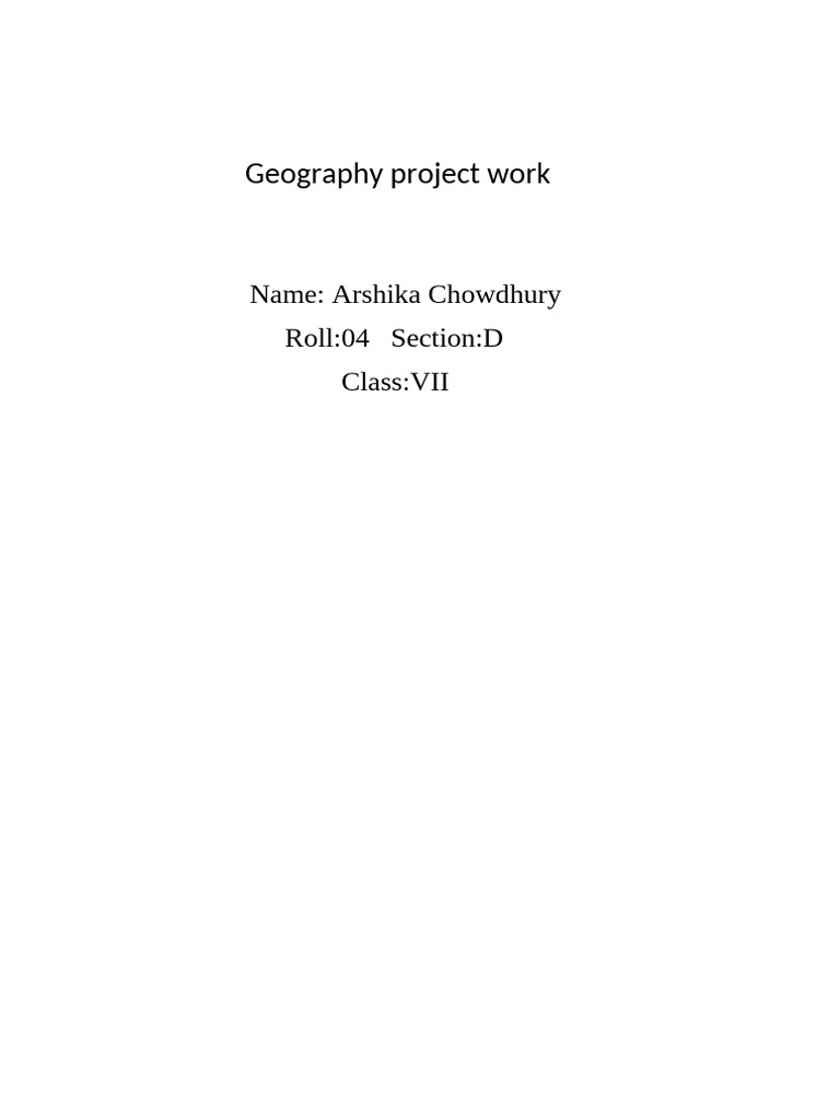 Arshika Chowdhury Geography Project Work | PDF