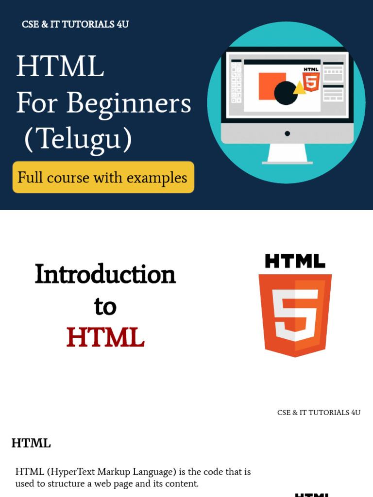 HTML Full Course | PDF HTML Full Course | PDF