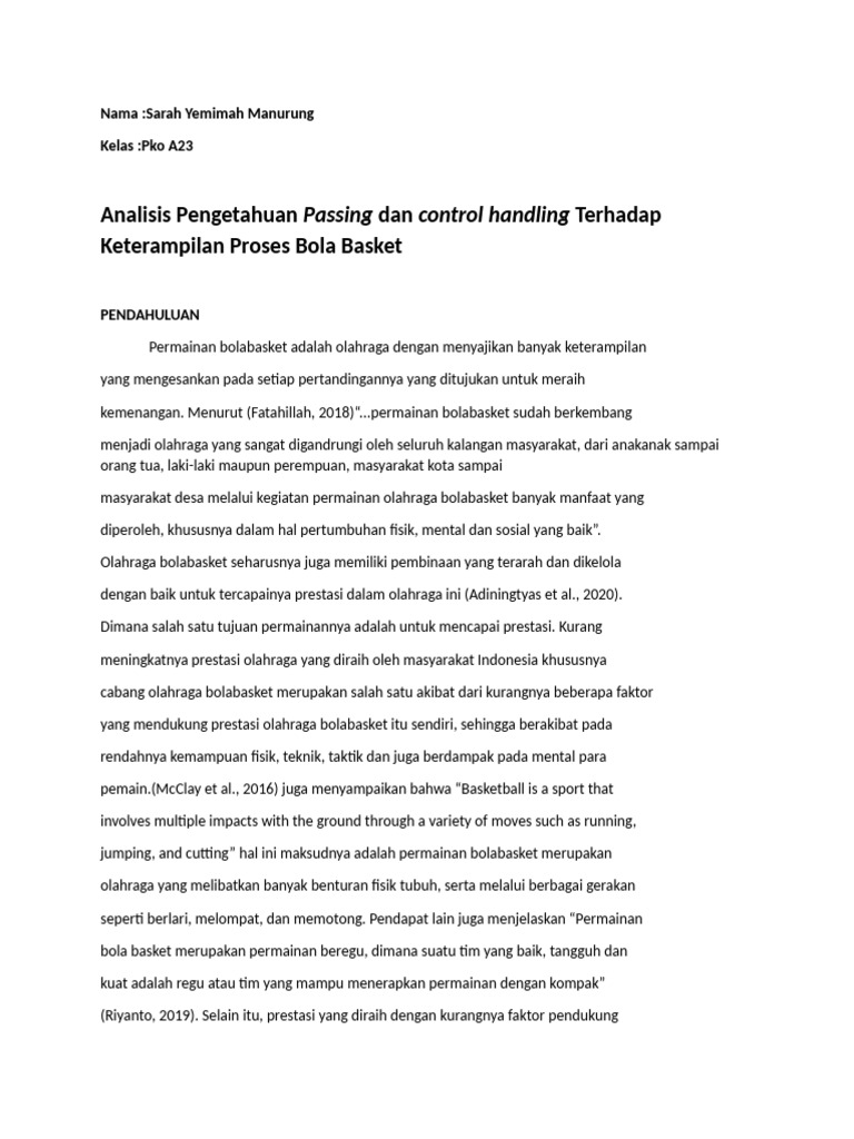 Tugas Baskey - Sarah | PDF | Ball Games