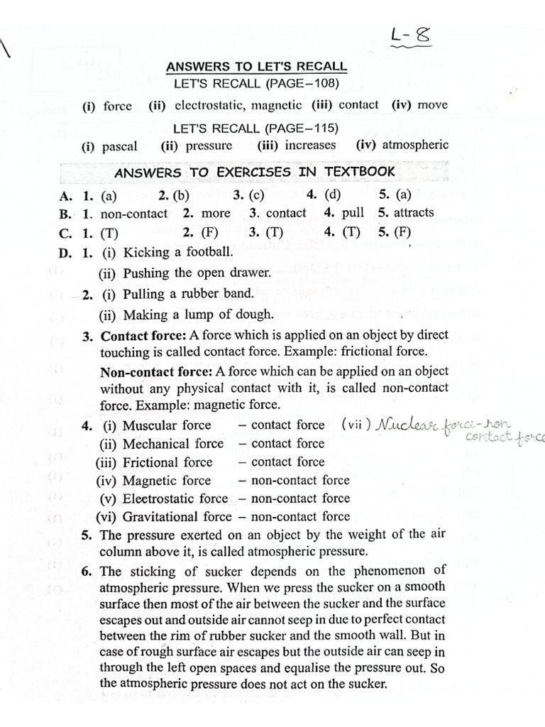 8- Force and Pressure, Question Answer | PDF