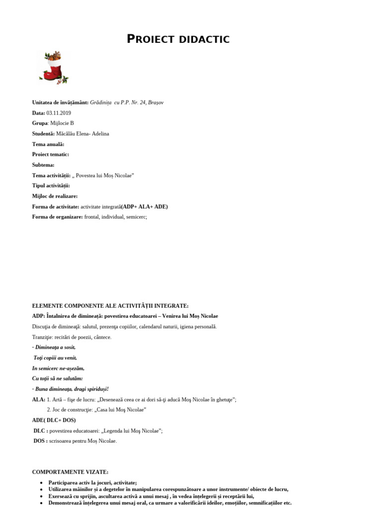 Proiect Didactic. Povestirea Educatoarei-1 | PDF