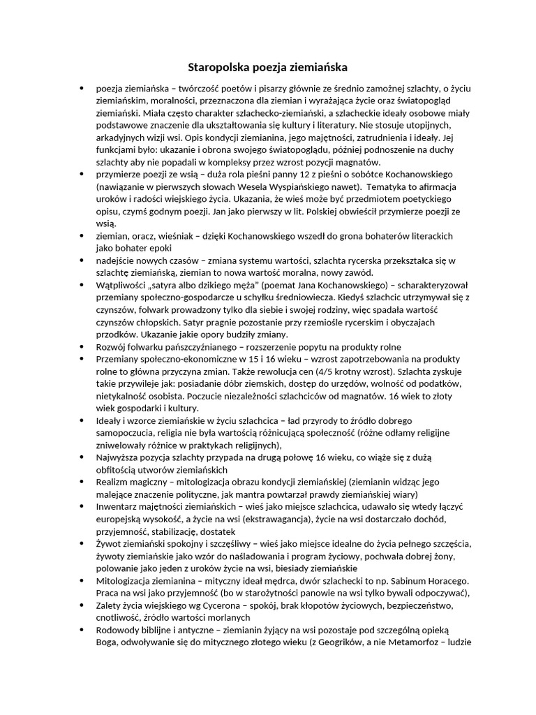Staropolska Poezja Ziemiańska | PDF