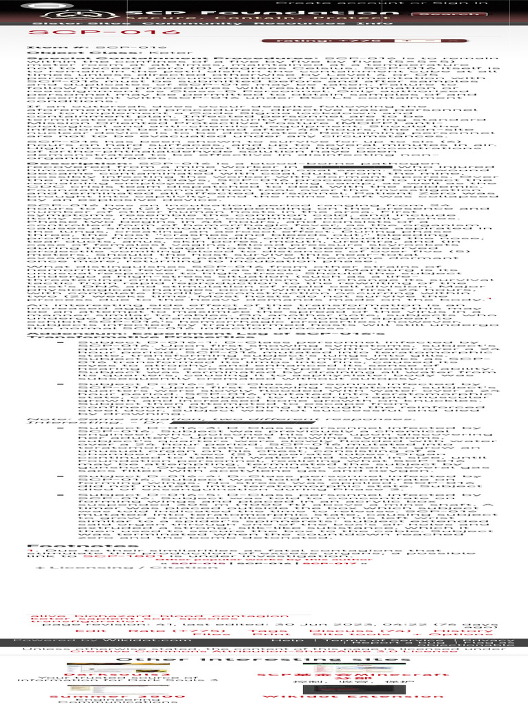 SCP-016 - SCP Foundation | PDF