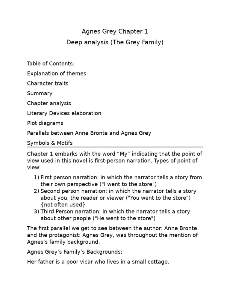 Agnes Grey Chapter 1 Analysis | PDF | Narration | Agnes Grey