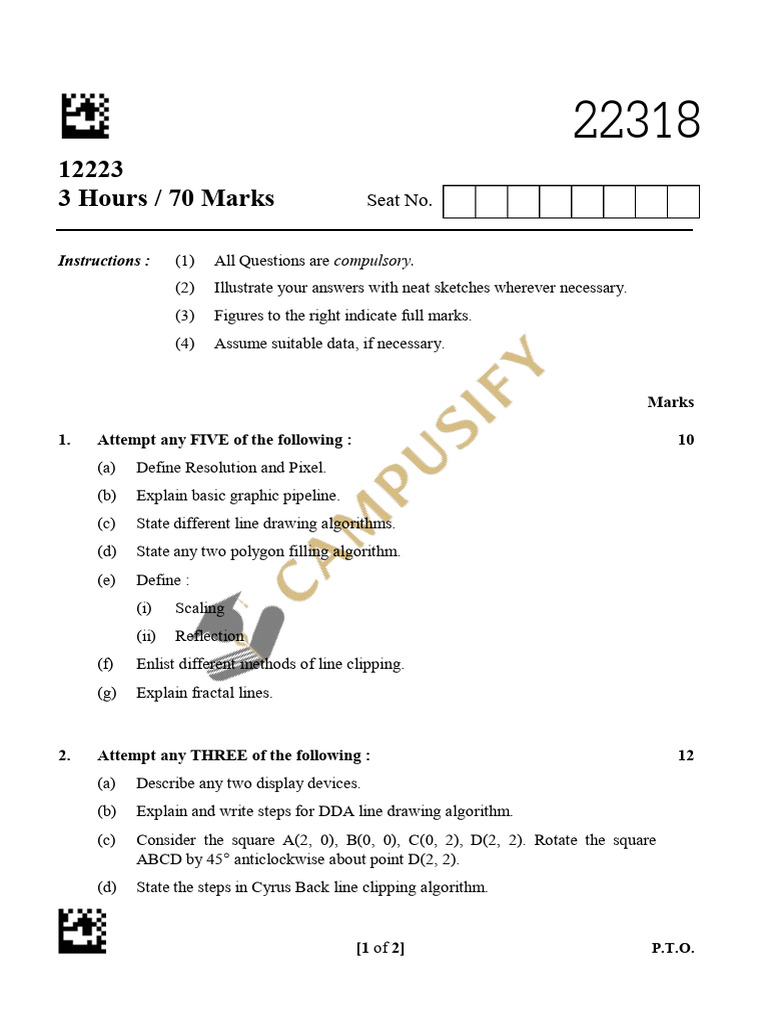 Computer Graphics Exam Guide | PDF | Graphics | Computer Graphics