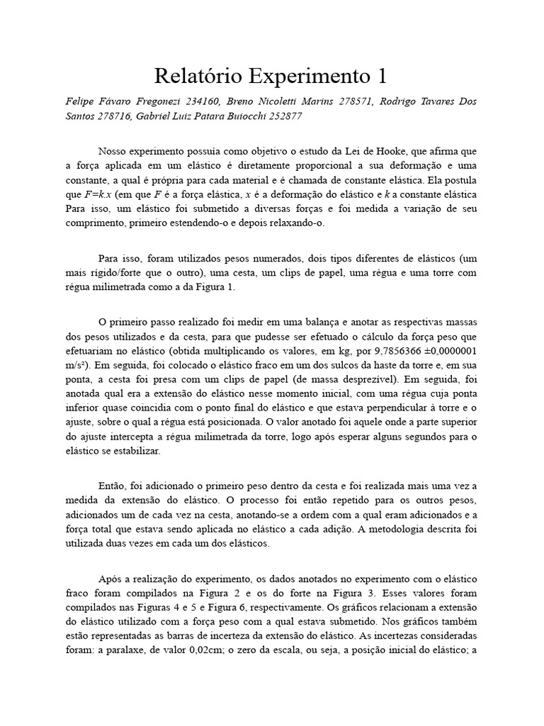 Relatório Experimento 1 | PDF