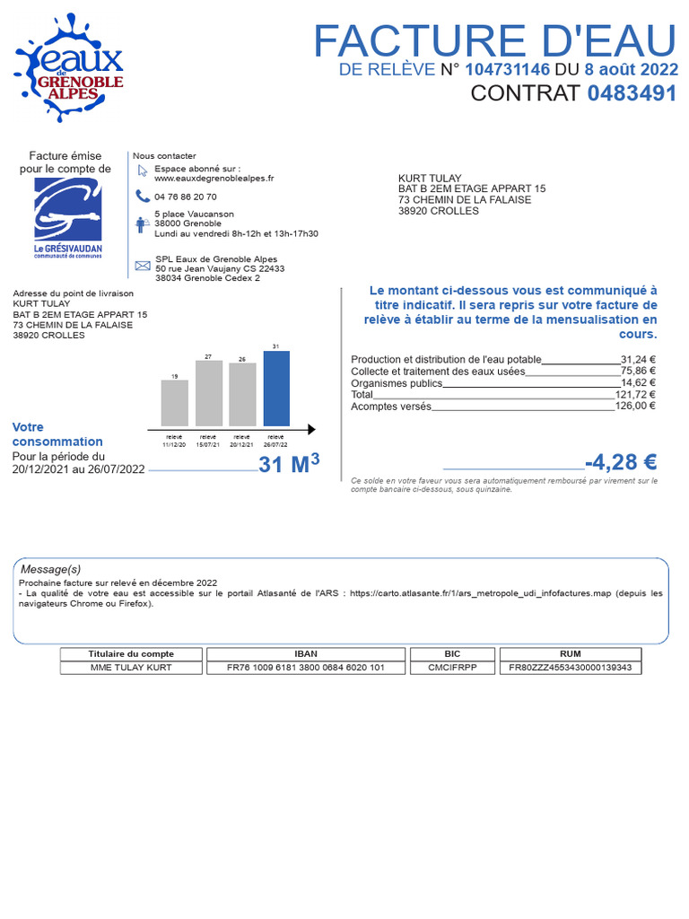 Factures Eau Sept 2022 | PDF