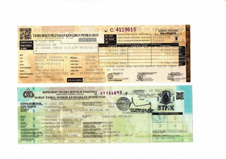 STNK Innova UKC - Rev | PDF