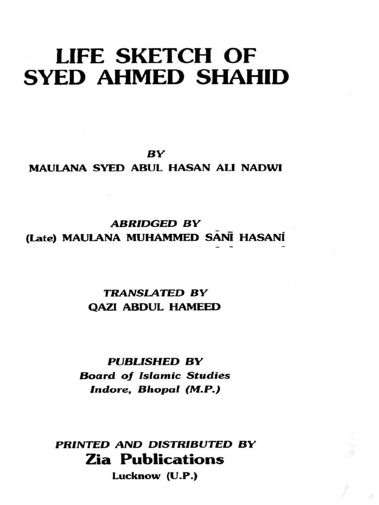 Life Sketch of Syed Ahmed Shahid | PDF