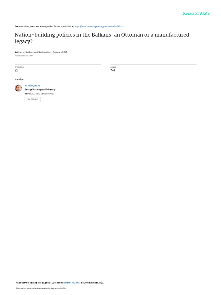 Article - Harris Mylonas - NN - 2019 - Nation-Building Policies in The ...