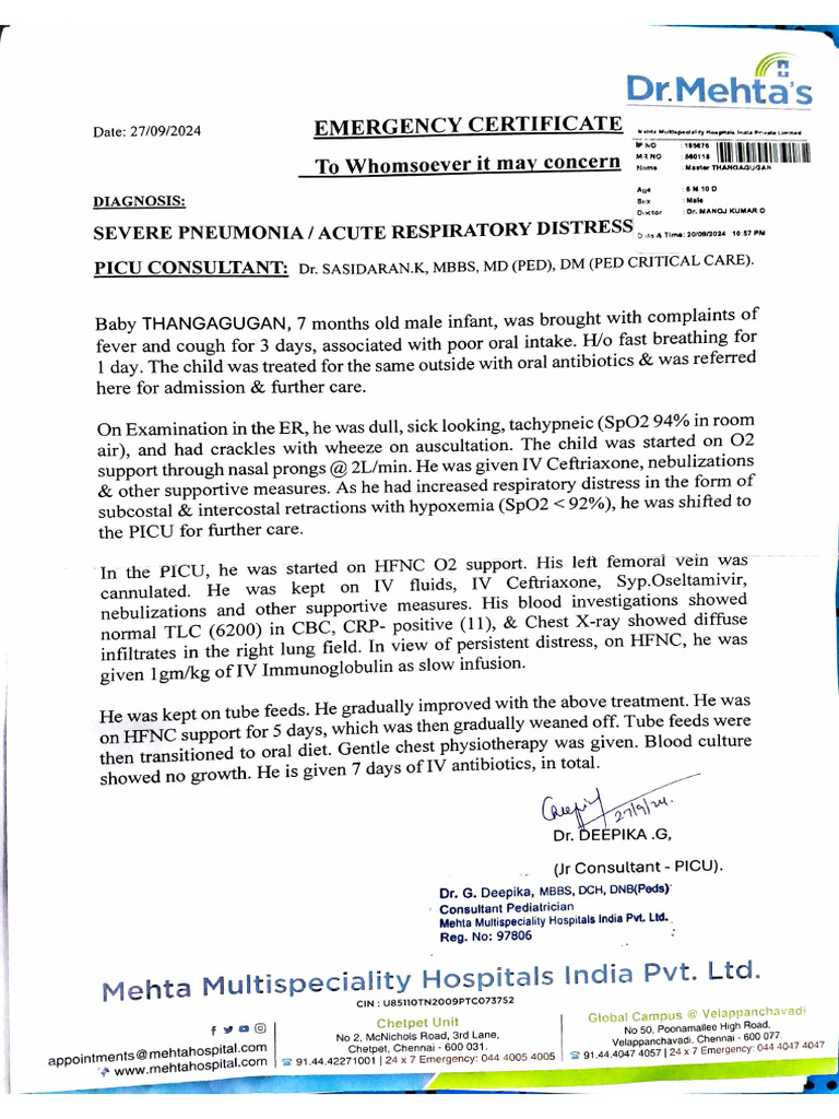 Emergency Certificate | PDF