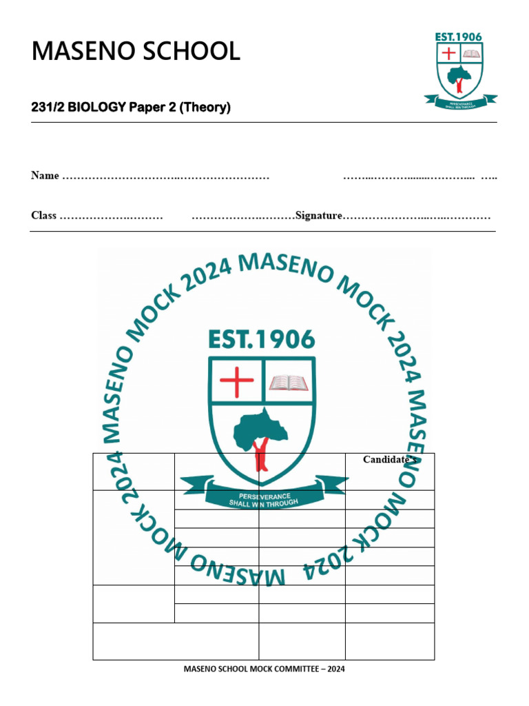 Biology Paper 2 Mock 2024 | PDF