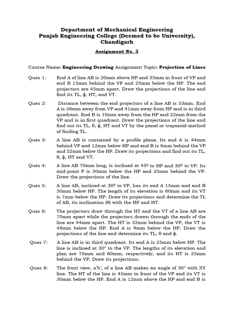 Assignment 3 Projection of Lines | PDF