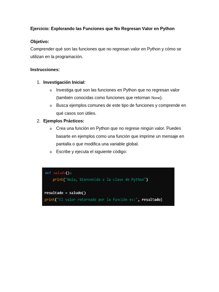 Ejercicio-Funcion Sin Retorno | PDF