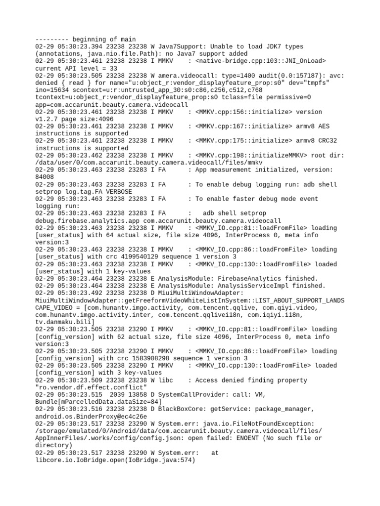 Com - Accarunit.beauty - Camera.videocall Logcat | PDF