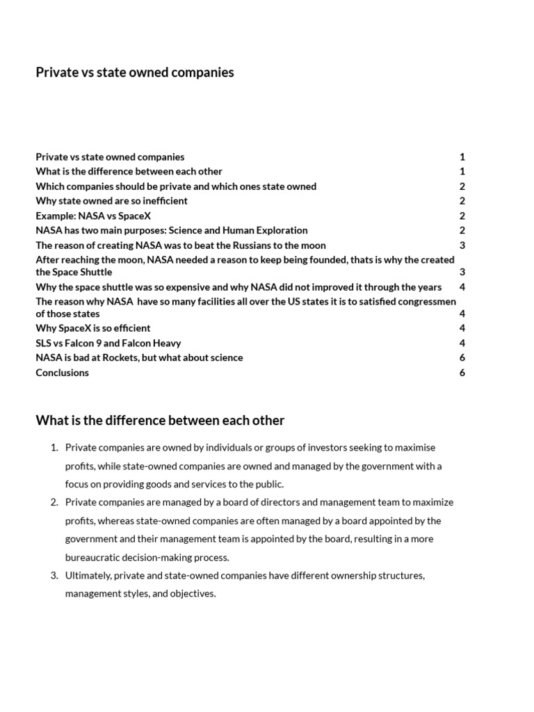 Private Vs State Owned Companies | PDF