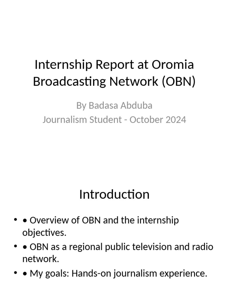 OBN Internship Report Presentation | PDF