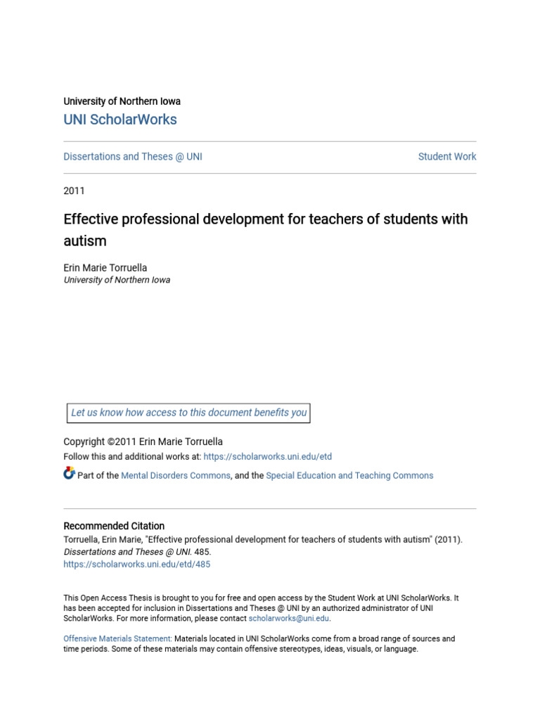 Effective professional development for teachers of students with | PDF