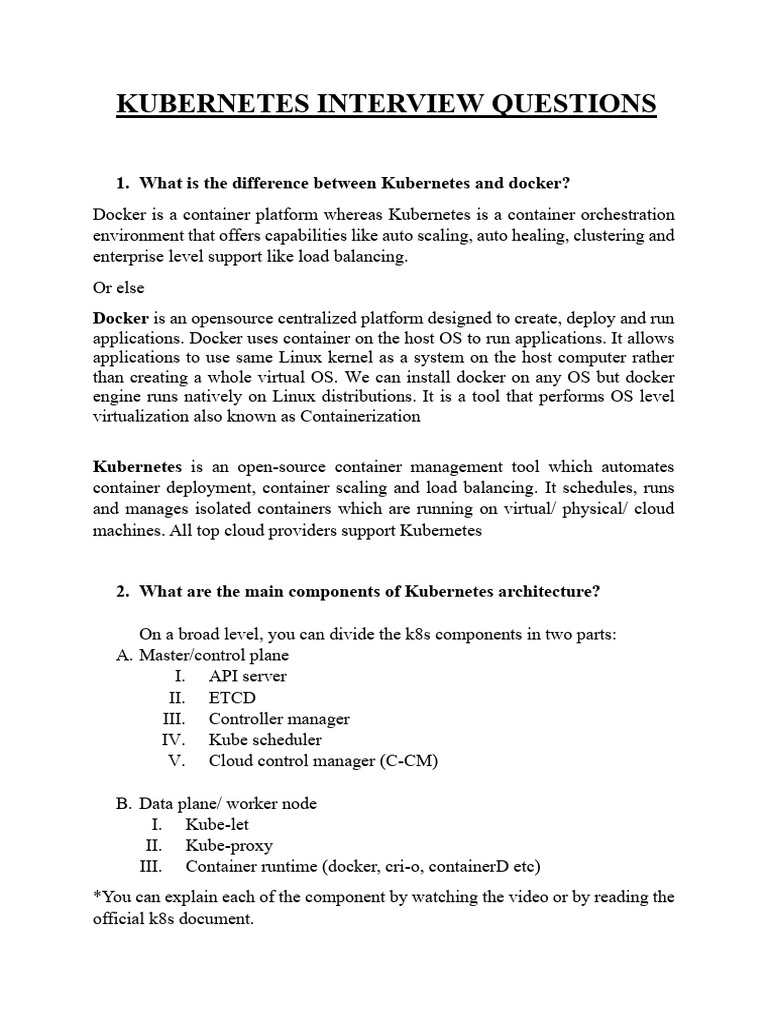 Kubernetes Interview QnA | PDF Kubernetes Interview QnA | PDF