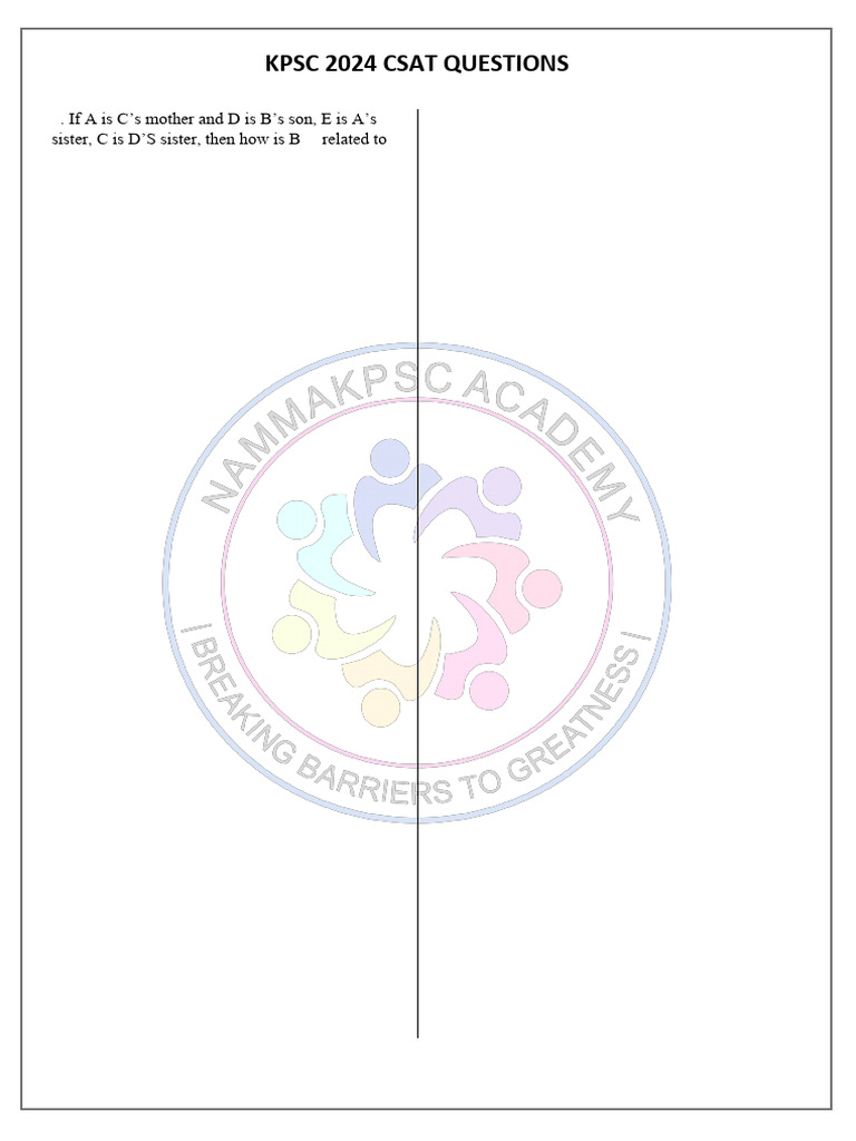 NammaKPSC CSAT 2024 QUESTIONS 1 | PDF | Mathematics