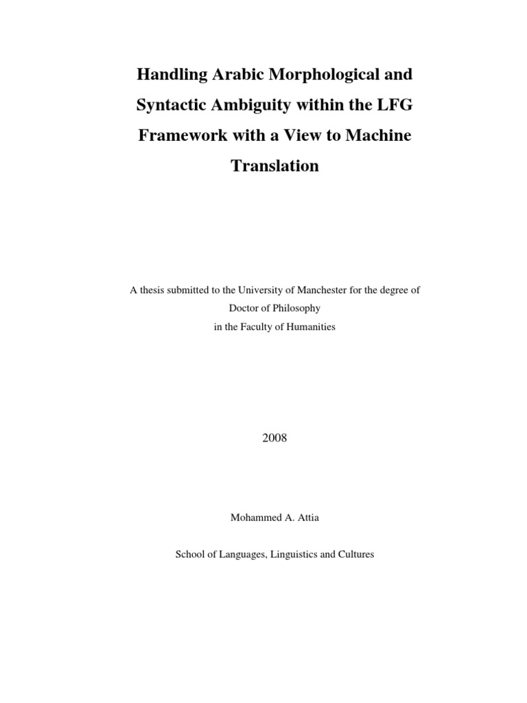Arabic MorphologicPhD Thesis | PDF | Parsing | Morphology (Linguistics)