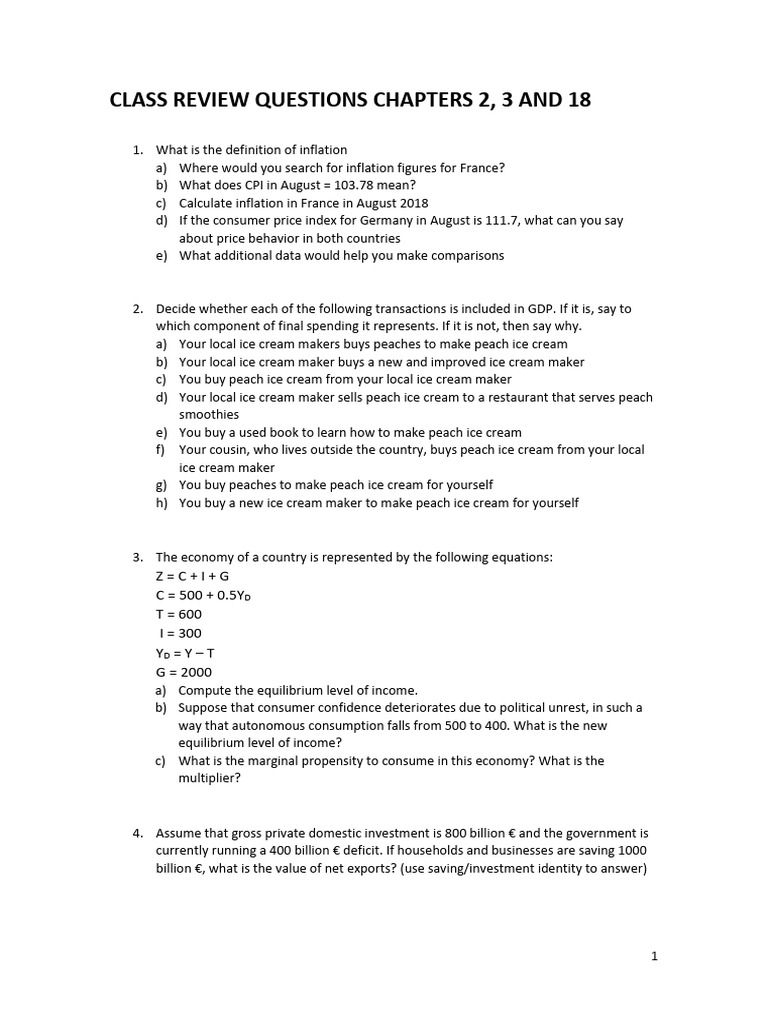 Review Questions Chapters 2, 3 and 18 | PDF