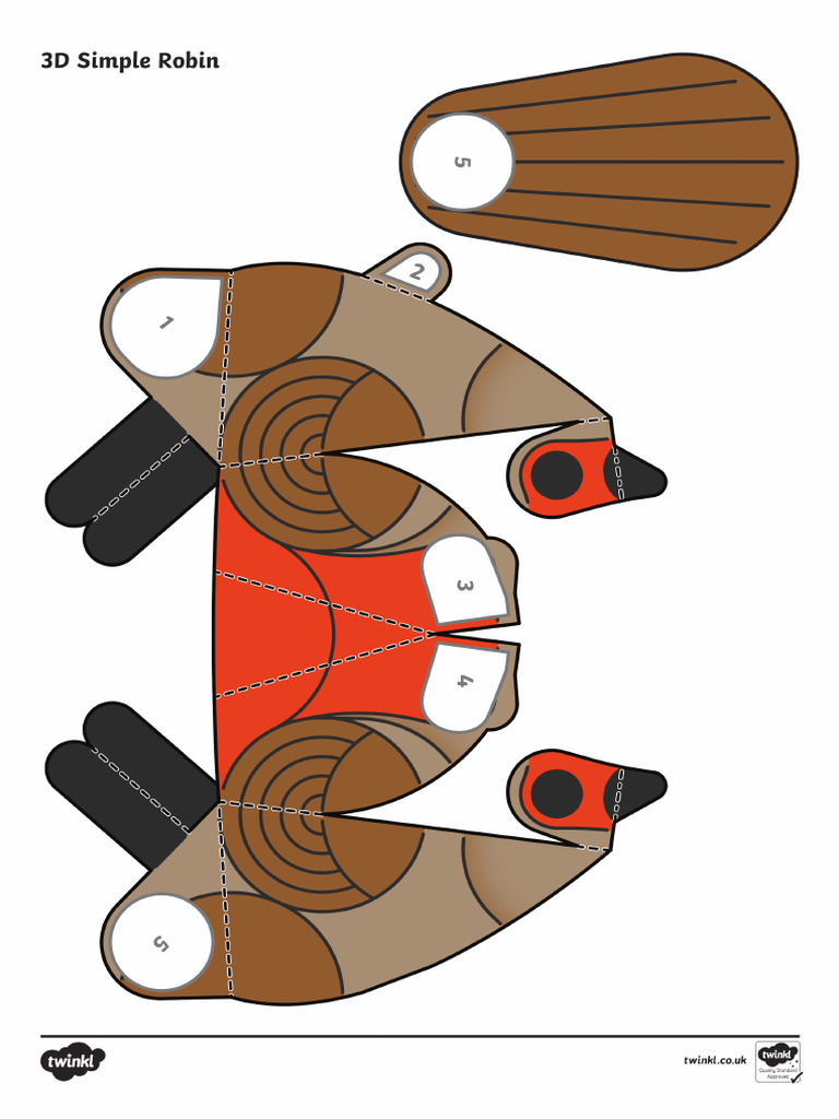 Simple 3D Christmas Robin Activity Paper Craft | PDF