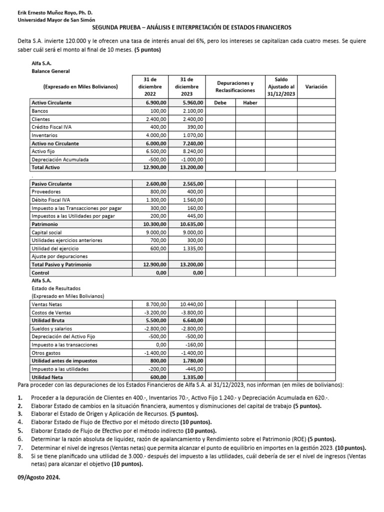 Examen Final de Analisis de Eeff | PDF