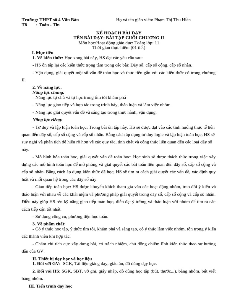 Chương II- Bài 4 Bài tập cuối chương II - Cánh diều - THPT số 4 Văn Bàn | PDF