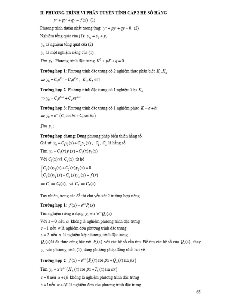 Phuong Trinh VI Phan Tuyen Tinh Cap 2 | PDF