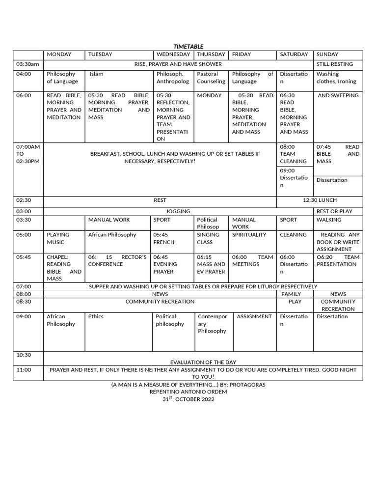 TIMETABLE | PDF