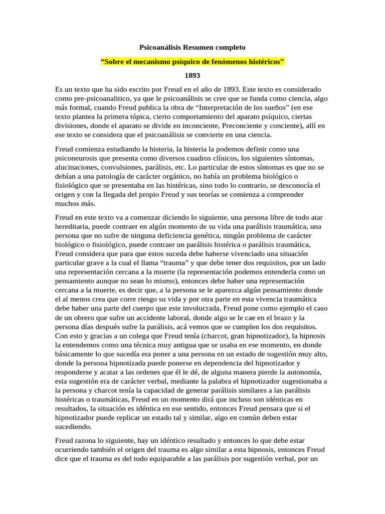 Psicoanálisis Resumen Completo | PDF