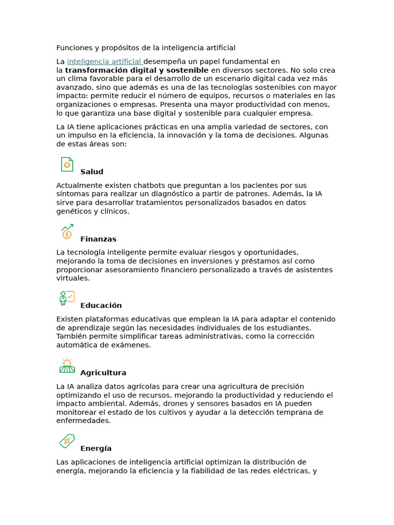 Funciones y Propósitos de La Inteligencia Artificial | PDF