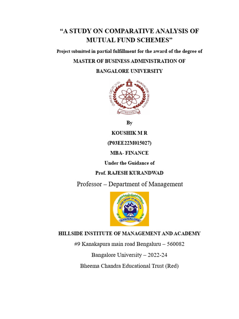 A Study on Comparative Analysis of Mutual Fund Schemes | PDF