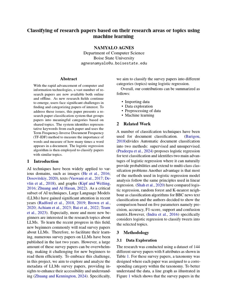 Classifying of Research Papers Based On Their Rese | PDF